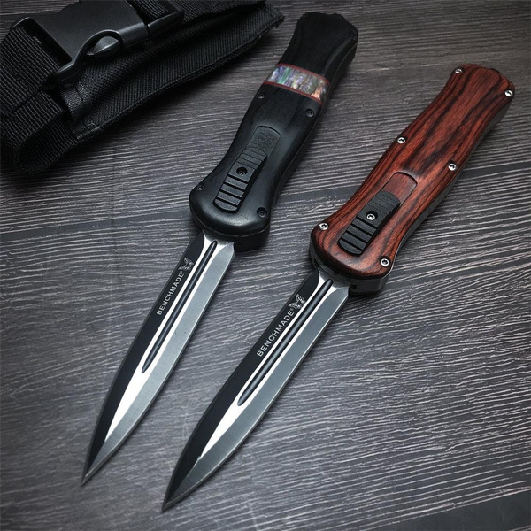 Tactical OTF Knife Spring Assist Jump Knife 3.81 Inch D2 Satin Double ...