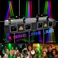 DMX Strobe DJ Bar Disco Effect Light 60W LED 4 Beam Laser Light RGBY ...