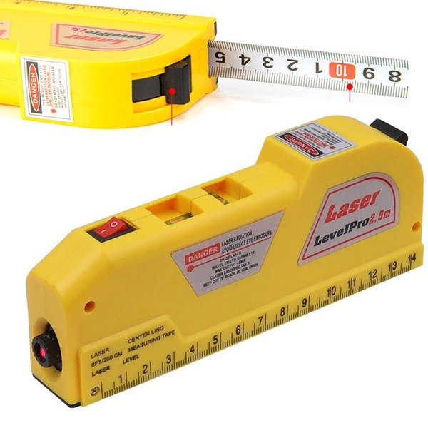 Multifuction Cross Line Laser Ruler with 8 Feet Measure Tape, Laser ...