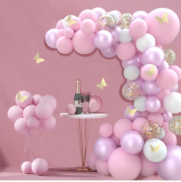 98pcs Pink Butterfly Balloon Arch Kit Confetti Balloon Garland Arch Kit ...