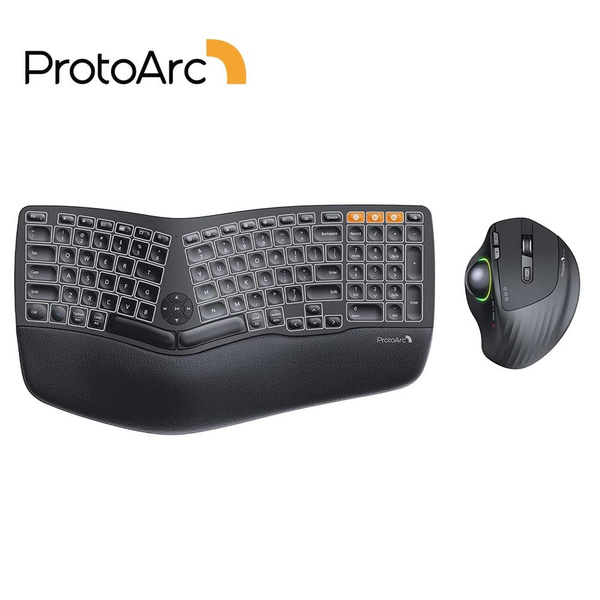 ProtoArc RGB Wireless Trackball Mouse & Bluetooth Backlit Ergonomic ...
