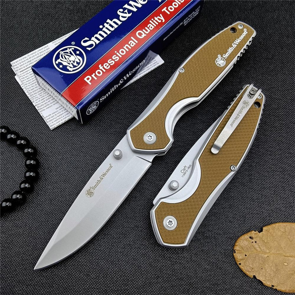 2023 Smith & Wesson Cleft 0520 Folding Knife, 3.4" Satin Clip Point ...
