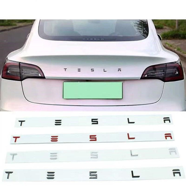 3D ABS Tesla Letters Logo Rear Tailgate Trunk Emblem Badge Car Sticker ...