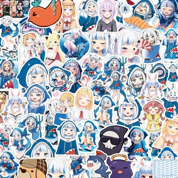 10/50pcs Kawaii Hololive Anime Girl Gawr Gura Stickers Cartoon Cute ...