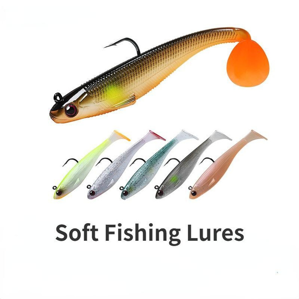Soft Lures Silicone Bait Goods for Sea Fishing Lures Pre-Rigged Paddle ...
