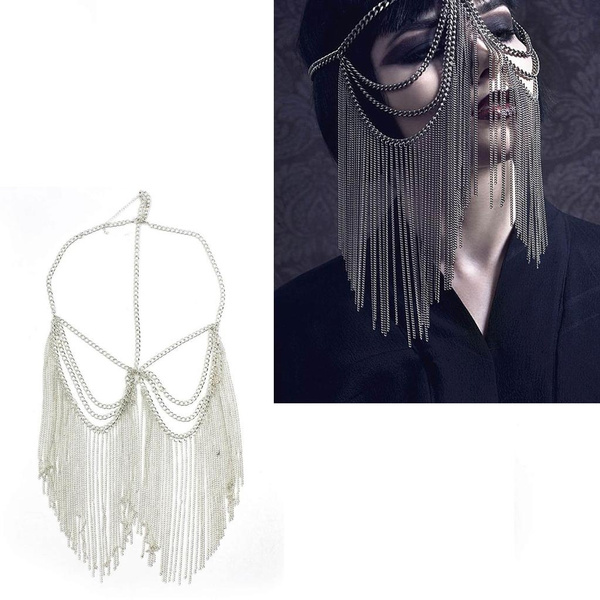 Tassels Face Chain Headwear Chain Jewelry Unique Masquerade Mask Metal ...