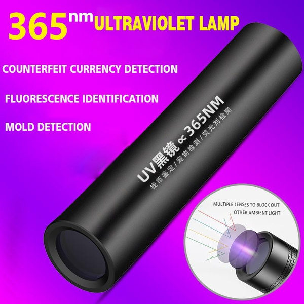 365nm UV USB Rechargeable Flashlight Ultraviolet Lamp Portable Torch ...