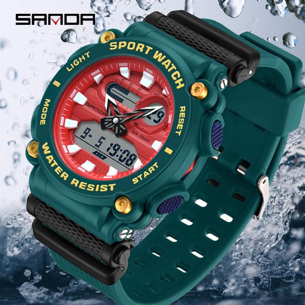 2023 SANDA Sports Military Men's Watches 50M Waterproof Dual Display ...
