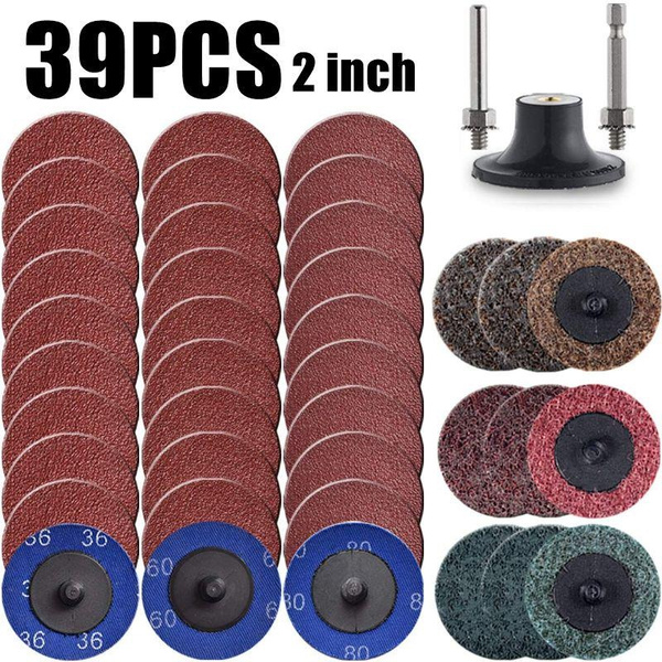 39 Pcs 2 inch Sanding Discs, with 1/4" Roll Lock Disc Pad Holder for ...