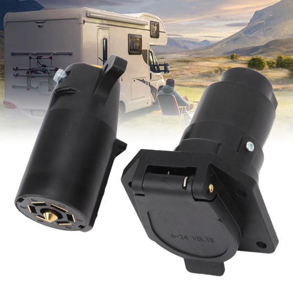 Trailer Wiring Adapter, 7 Pin Round Trailer Connector Male Female ...