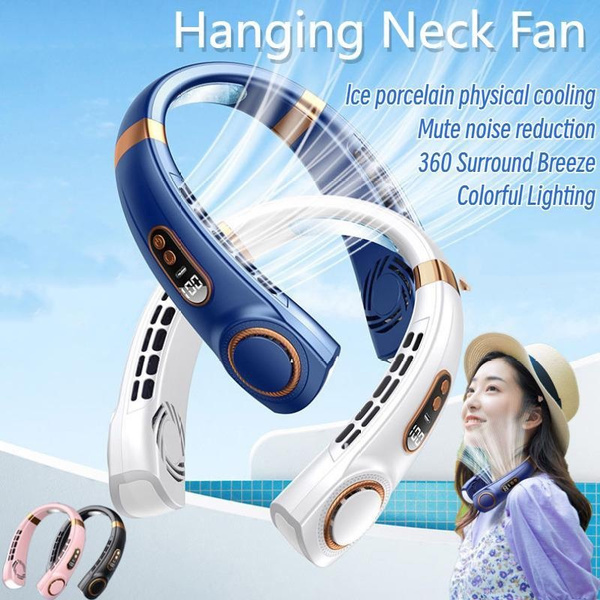 New Hanging Neck Fan Digital Display Bladeless Neckband Fan Portable ...