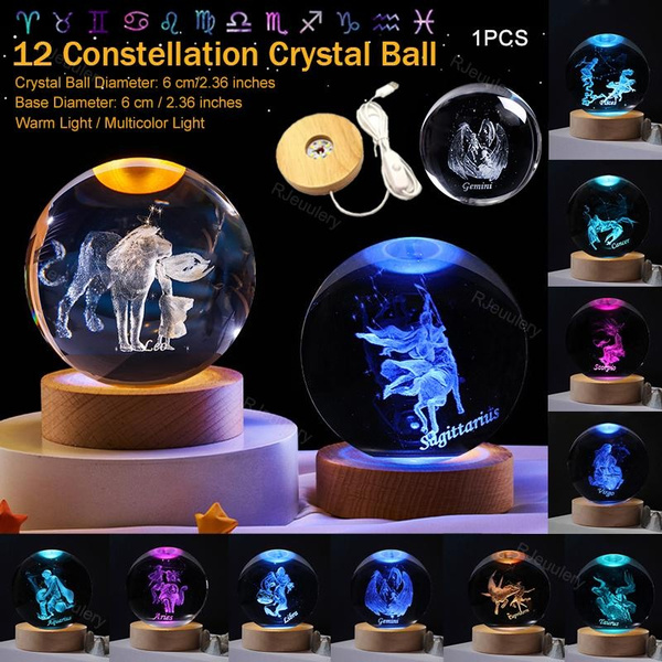 3D Constellation Crystal Ball Sphere Display Glass Paperweight Magic ...
