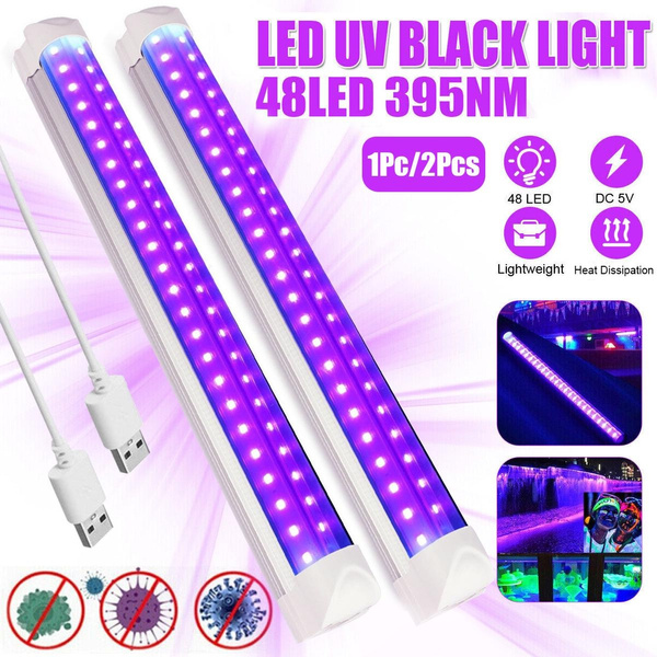 UV Black Light Bar USB DC 5V 10W 48LED Blacklight Fixtures Strip Lights ...