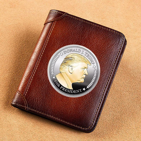 High Quality Genuine Leather Wallet Classic Donald Trump 45th President ...