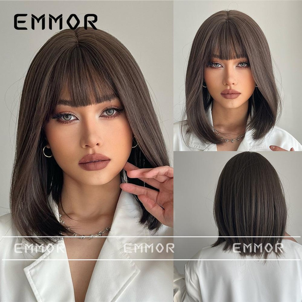 12 Inches High Temperature Silk Chemical Fiber Bangs Black Short Hair ...