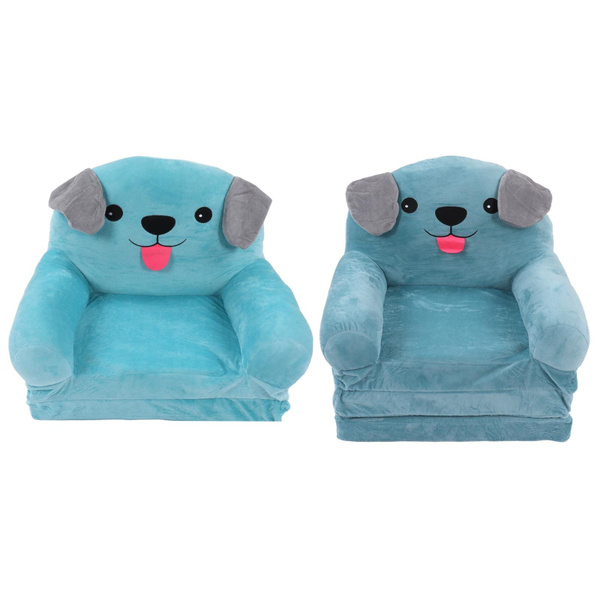 Plush Foldable Kids Sofa, Backrest Armchair 2 in 1 Foldable Children ...