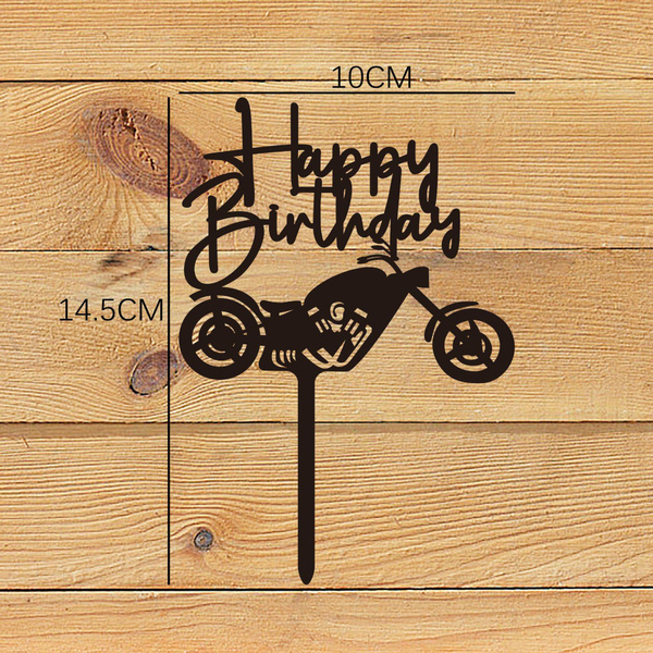Acrylic Happy Birthday Cake Toppers Motorcycle Topper Kids Car ...