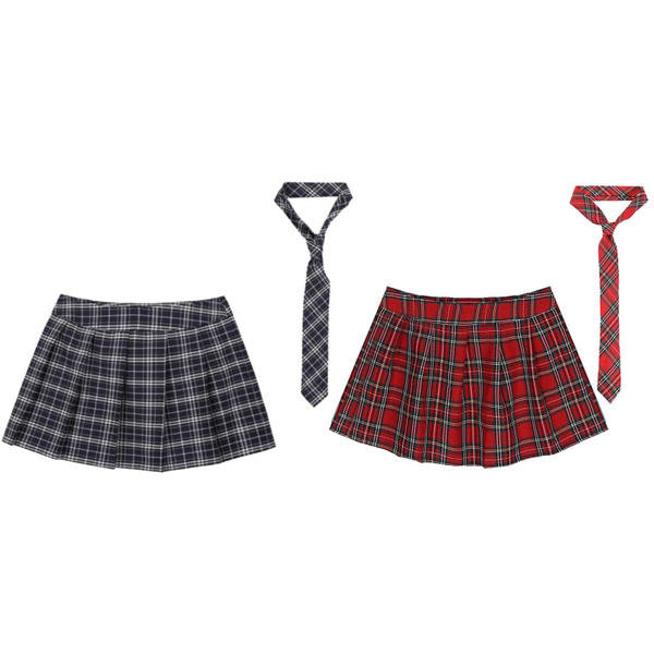 Womens Pleated Mini Skirt with Necktie Cosplay Skirts Club Costume | Wish