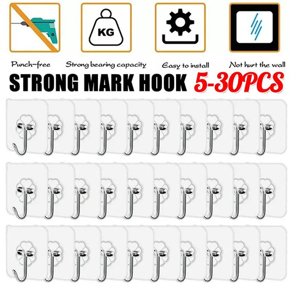 Door Hook Adhesive Wall Hooks Transparent Anti-skid Traceless Heavy ...