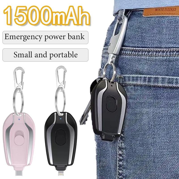 1500mAh Portable Mini Type-C/Micro Power Bank Keychain Emergency ...