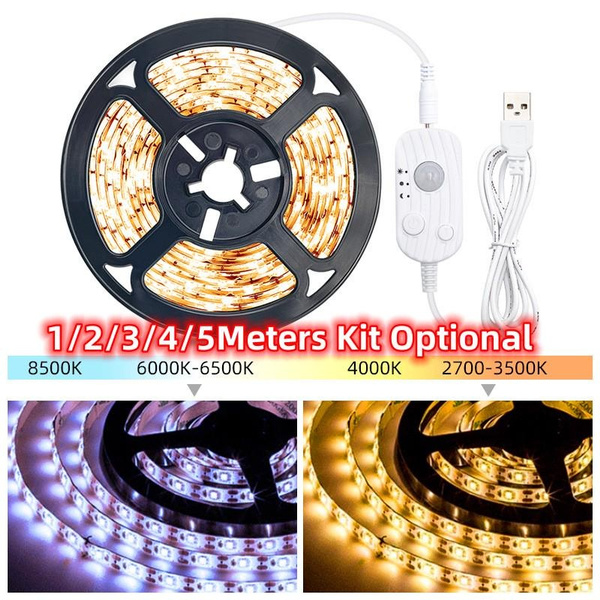 1/2/3/4/5Meters Kit Optional Motion Sensor LED Light Strip White and ...