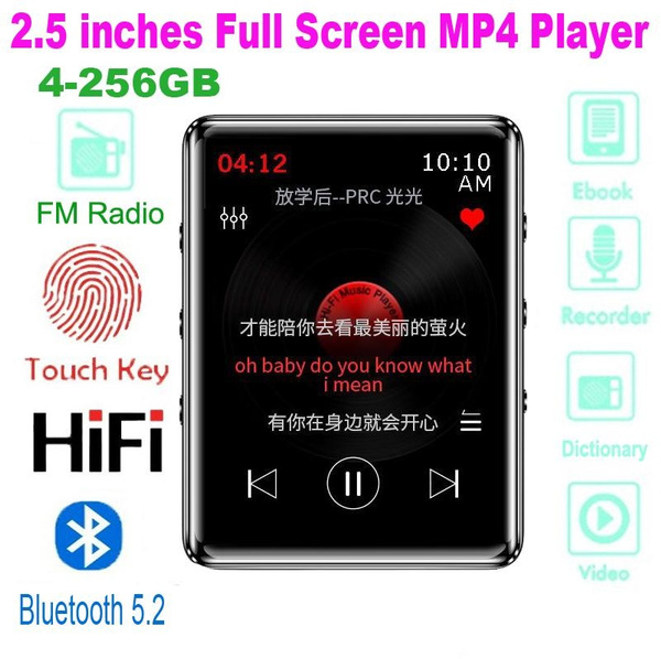 4-256GB Bluetooth 5.2 MP4 Player 2.5" Full Screen Memory Card Walkman MP3 Player FM Radio ...