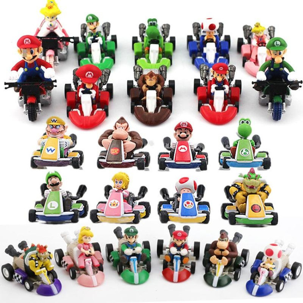 3 Style 6-10 PCS/Set Mario Bros Car Toys Kawaii Anime Action Figure ...