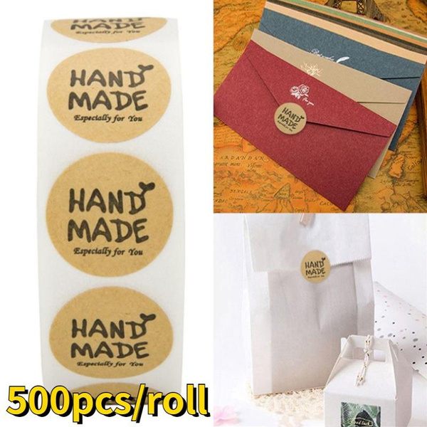 500pcs/roll Handmade Especially for You Kraft Paper Stickers Scrapbook ...