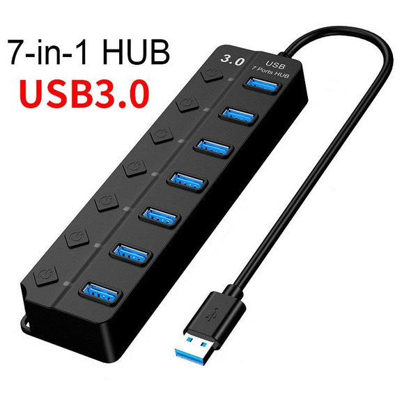 USB Hub 3.0 High Speed 7 Port 4 Port USB Splitter On/Off Switch Multi ...