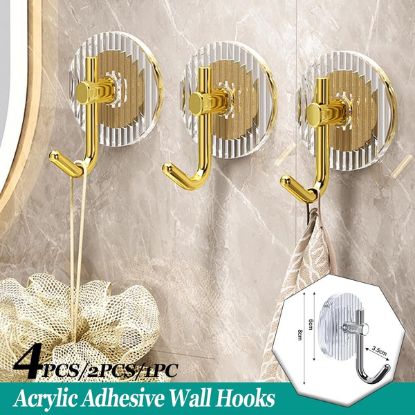 Acrylic Adhesive Wall Hooks for Shower and Bathroom - Gold / Silver ...