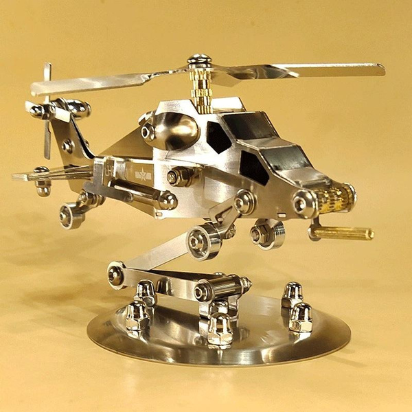 Helicopter 3D Metal Model Kit With Large Base Hand Crafted Stainless ...