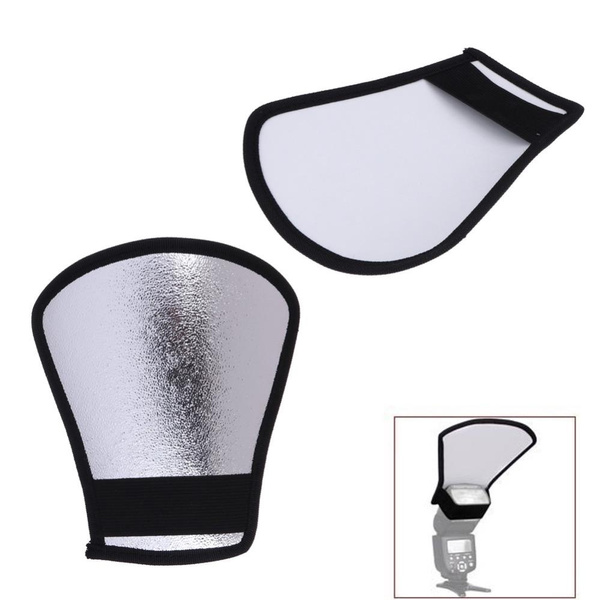 Camera Flash Diffuser Reflector Two-Sided Silver/White Flash Light ...