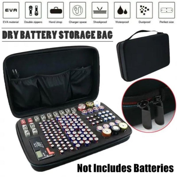 Battery Organizer Storage Case, Battery Box Holder Garage Container Bag ...