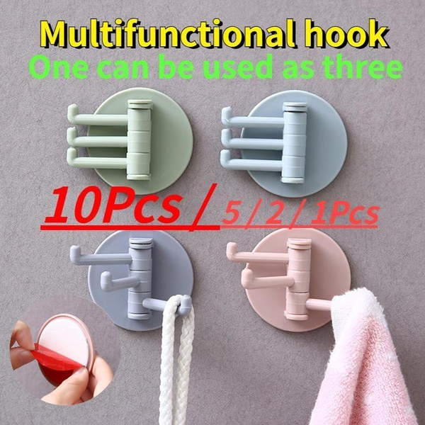 10Pcs / 5 / 2 / 1Pcs No Trace Paste 3 Branch Rotary Hook Kitchen ...
