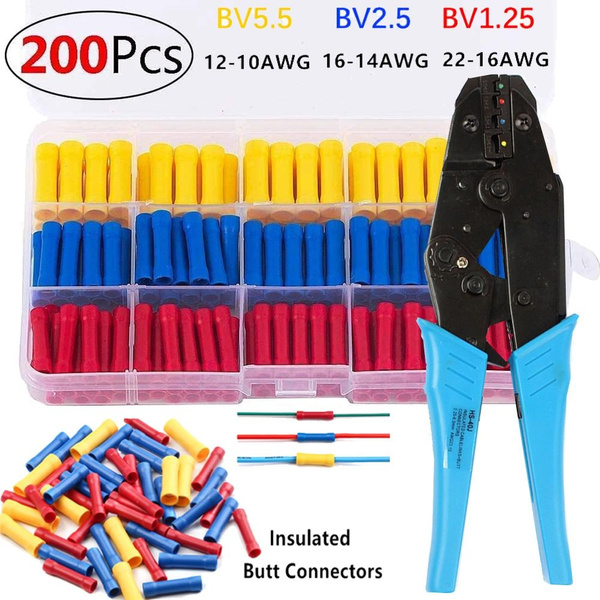 200PCS Insulated Straight Wire Connector Electrical Cable Butt Crimp ...