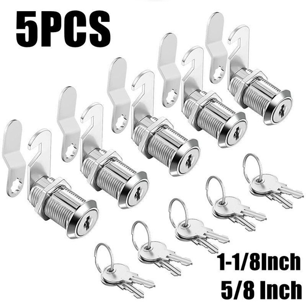 5 Pcs Cam Locks Cabinet Locks Keyed Alike,1-1/8Inch Cylinder Fits on 0 ...