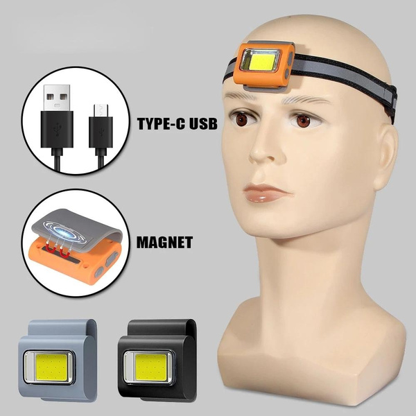 Outdoor LED Headlamp Chest Clip Light USB Charging Safety Warning Light ...