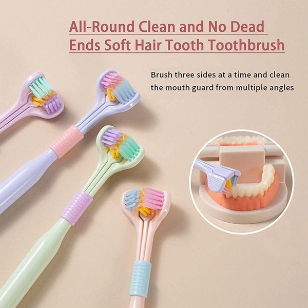3D Stereo Three-Sided Toothbrush PBT Ultra Fine Soft Hair Adult ...