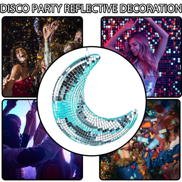 New Moon Shaped Disco Balls Mirror Disco Ball Decor Reflective Silver ...
