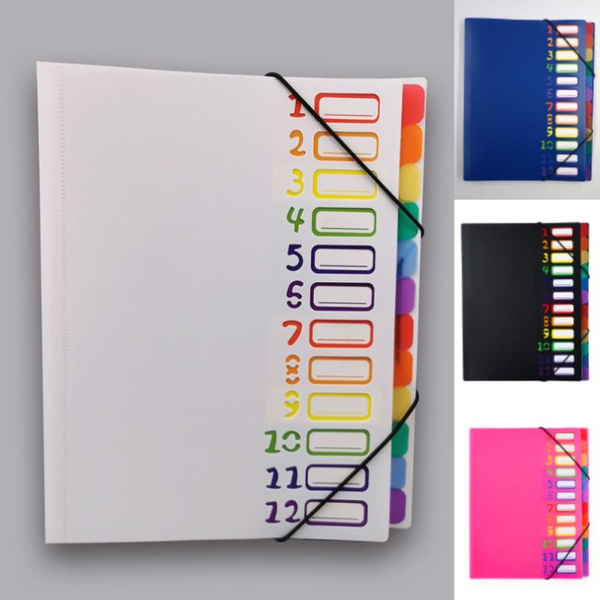 A4 Multi Layer 12 Pages File Folders Rainbow Document Holder Organizer ...