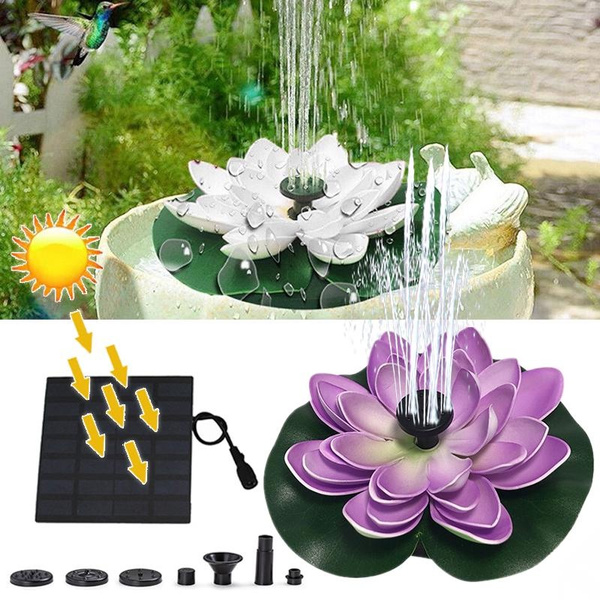 Solar Mini Artifical Floating Lotus Water Pump Kit Garden Waterfall ...