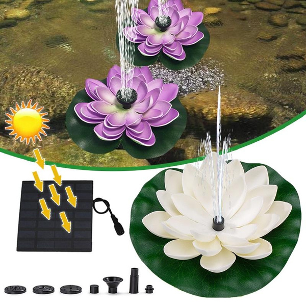 Lotus Floating Solar Fountain Pond Decoration Waterfall Fountain ...