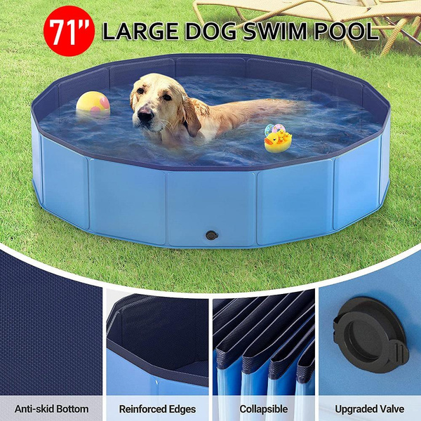 71inches Large Foldable Dog Pool Pet Bath Swimming Tub Bathtub Outdoor ...