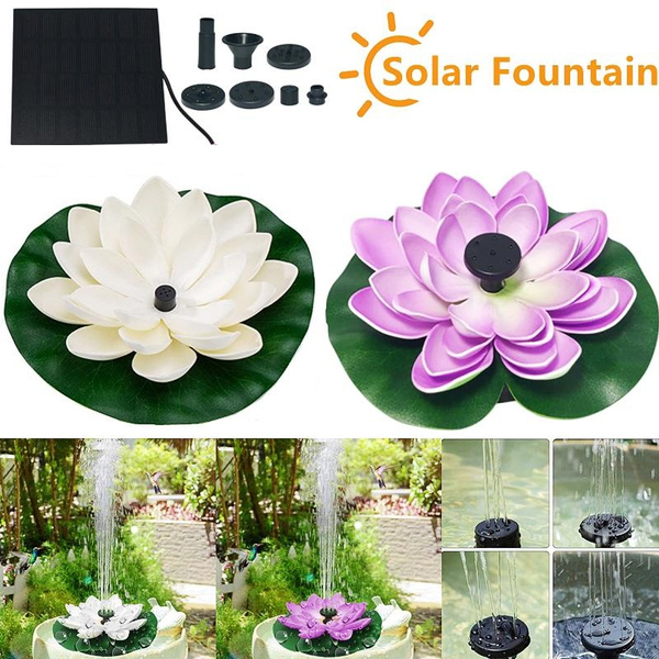 Mini Lotus Solar Water Fountain Pond Decoration Waterfall Fountain ...