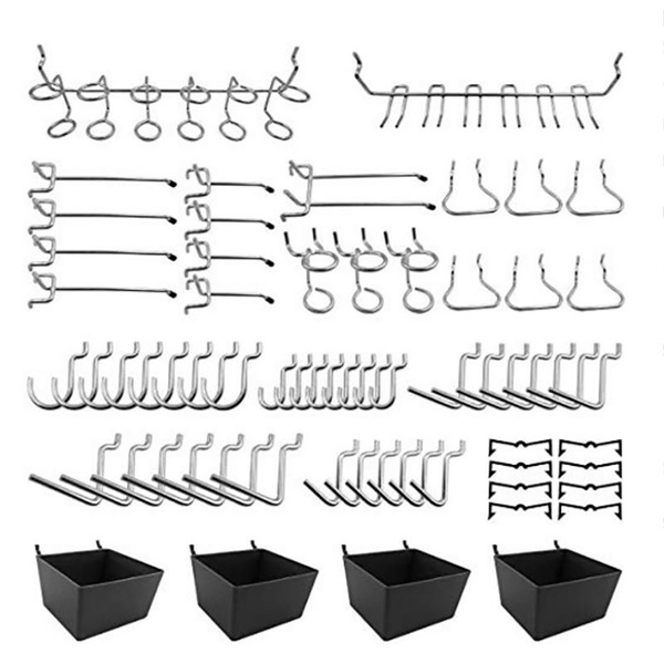 81Pcs Pegboard Hooks Assortment With Pegboard Bins Peg Locks Tools ...