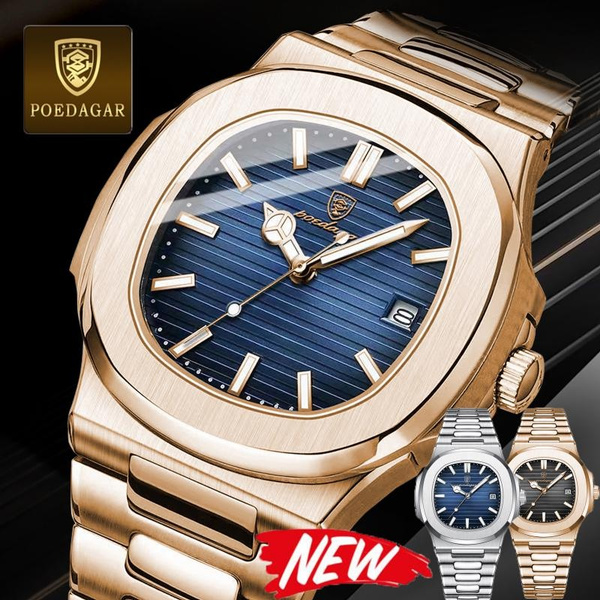 POEDAGAR Luxury Man Wristwatch Business Stainless Steel Quartz Men ...