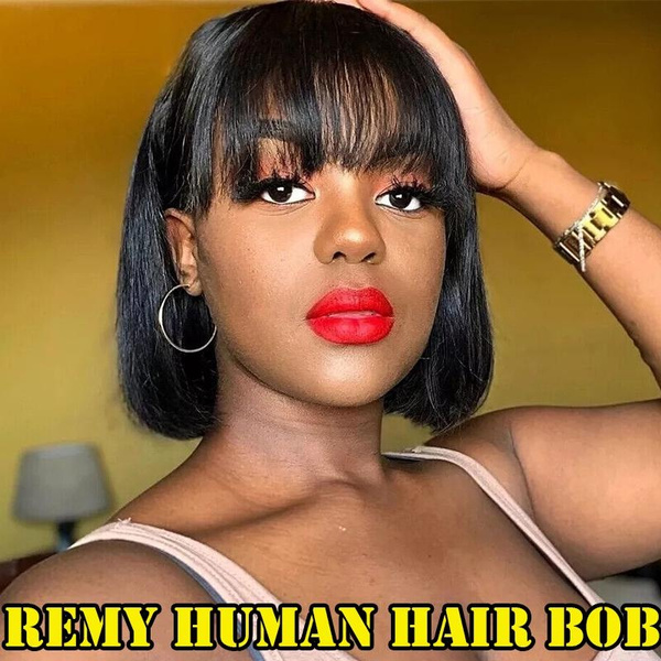 S-noilite 8 Inch-16 Inch Light Yaki Straight Bob Wig Human Hair Wigs ...