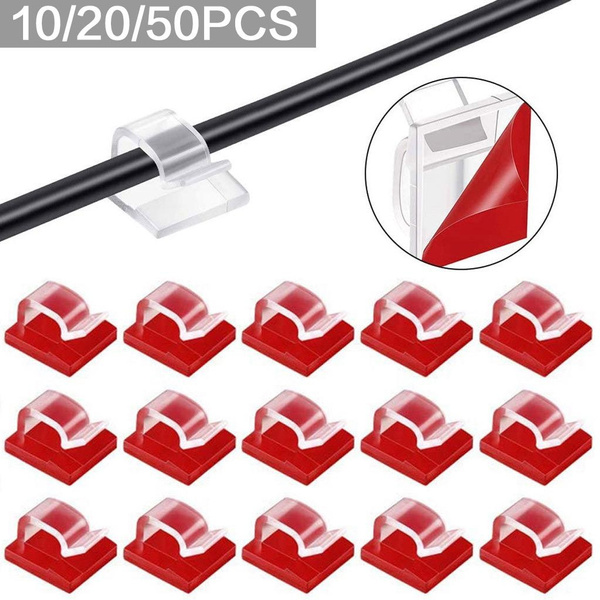 10/20/50PCS Cable Clips Self Adhesive Cord Management Black Wire Holder ...