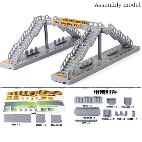 Assembled Model Overpass Bridge Plastic Toys Railway Train Layout ...