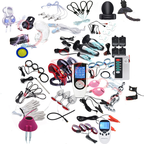 Taser Electric Shock Anal Plug Penis Cage/Ring/Plug Nipple Clamp,E-stim ...
